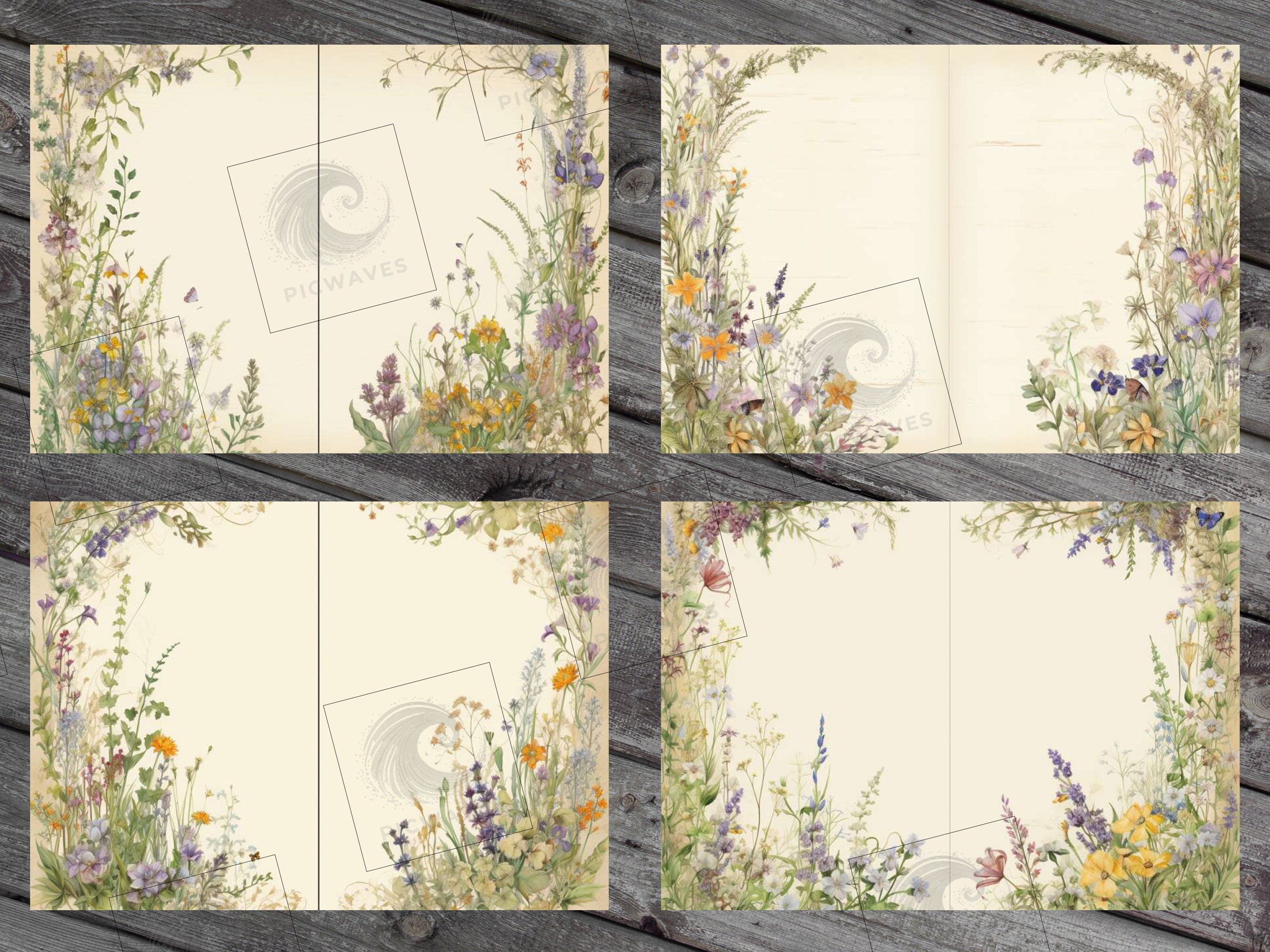 Wildflower Blank Lined Journal Pages Flower Junk Journal Pages Digital ...