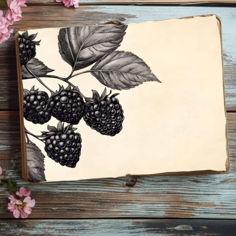 Blackberry Bramble Printable Vintage Papers - Vintage Fruit Prints for ...
