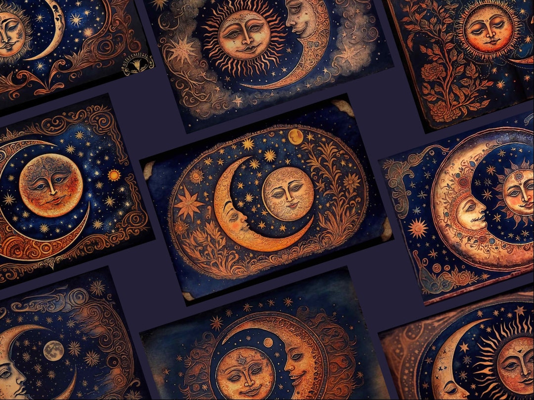 Moon Junk Journal Pages - 15 Moon Double Pages - Printable Pages Moon ...