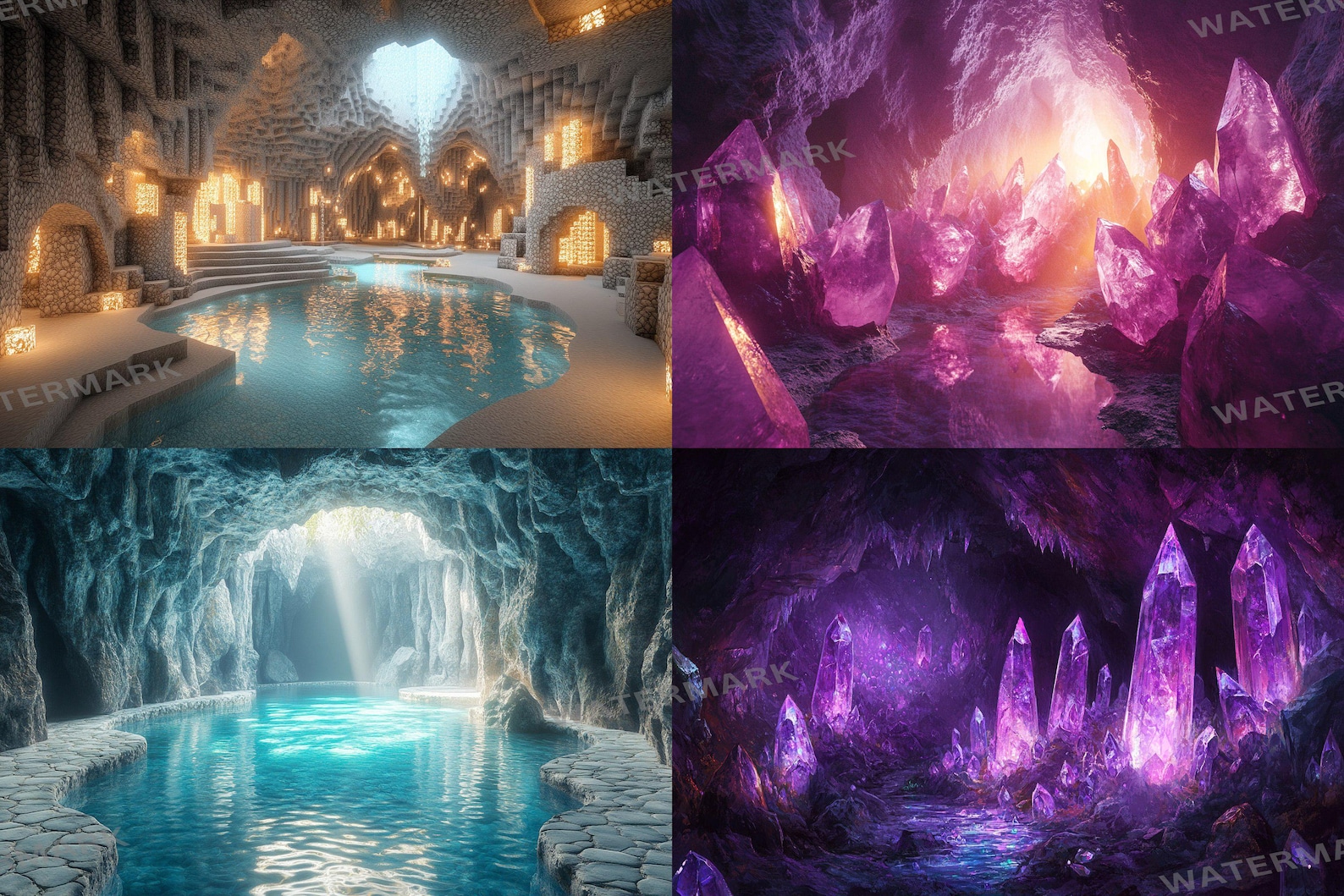 50 Crystal Cave Streaming Background, 16:9 Ratio. Sparkling Crystals ...