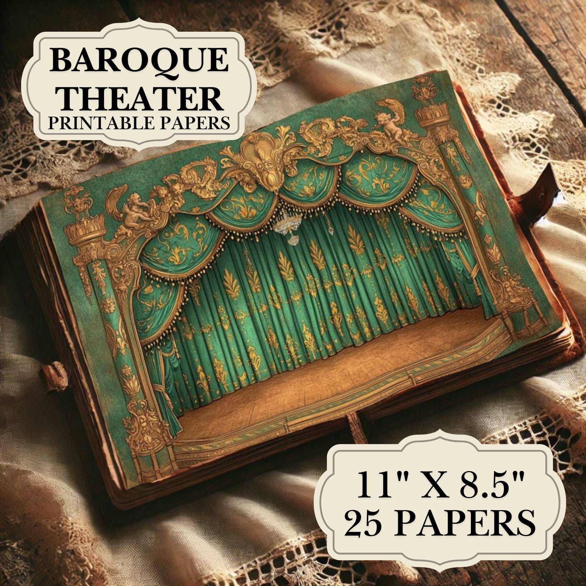 Vintage Theater Digital Paper | Baroque Stage, Junk Journal (PDF) - Etsy