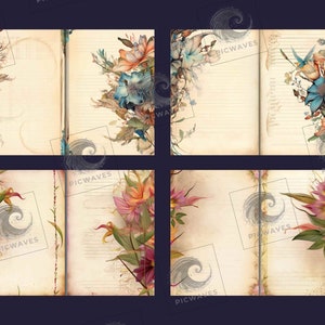 20 Floral Blank Vintage Junk Journal Pages Flower Vintage Junk Journal ...
