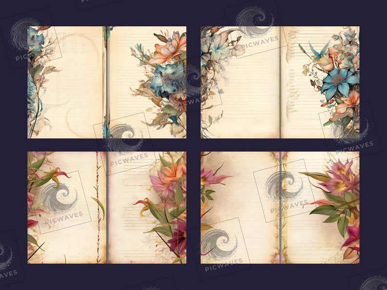 20 Floral Blank Vintage Junk Journal Pages Flower Vintage - Etsy