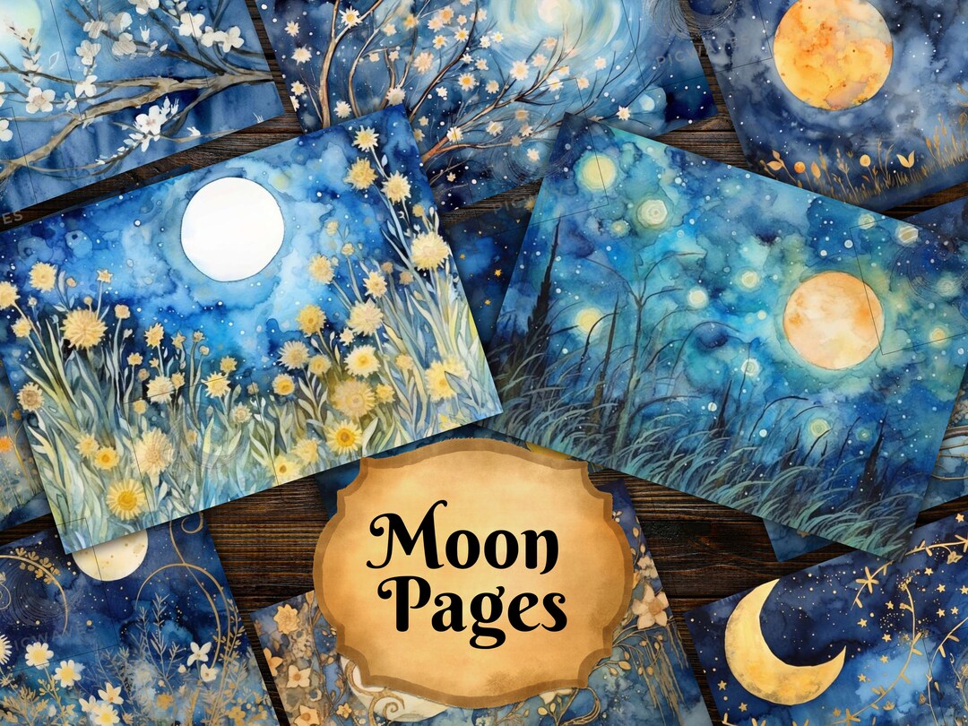 Moon Junk Journal Pages 12 Printable Pages Moon Ephemera for Journal ...