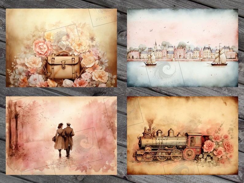 Vintage Travel Junk Journal Pages 20 Vintage Travel Double - Etsy