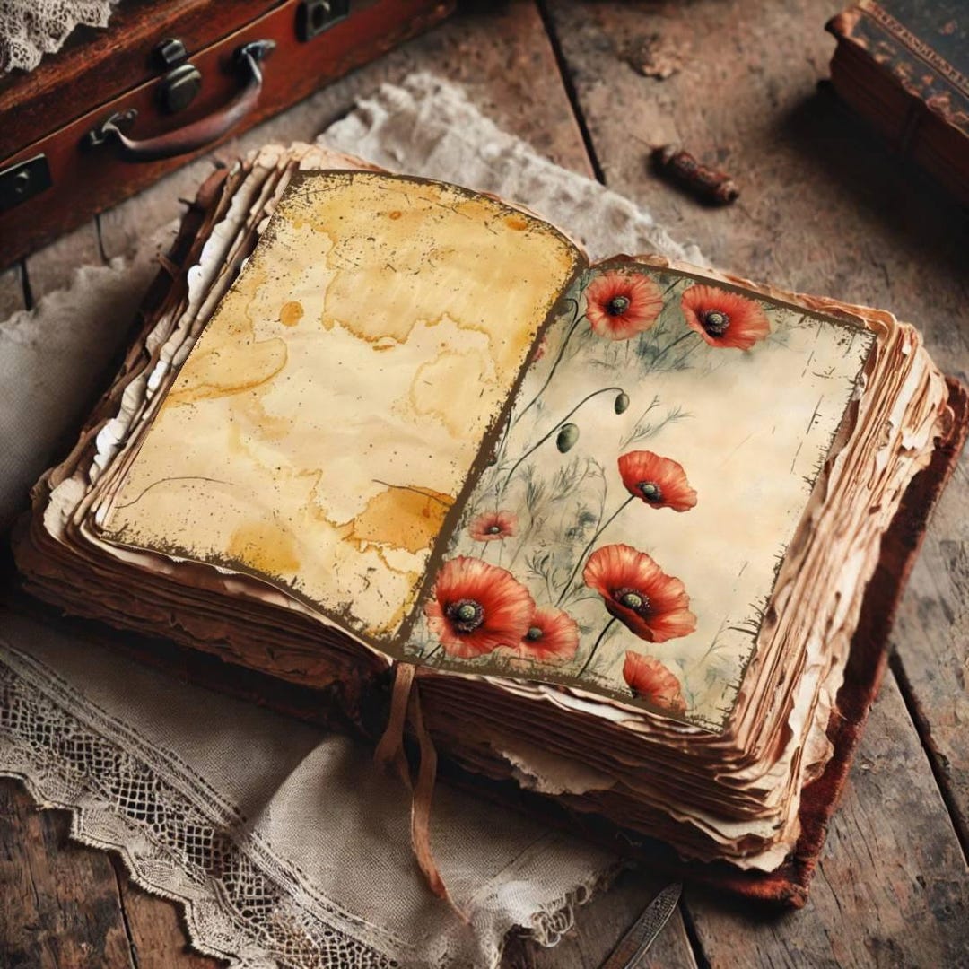 35 Floral Junk Journal Pages - Vintage Flower Illustration Junk Journal ...