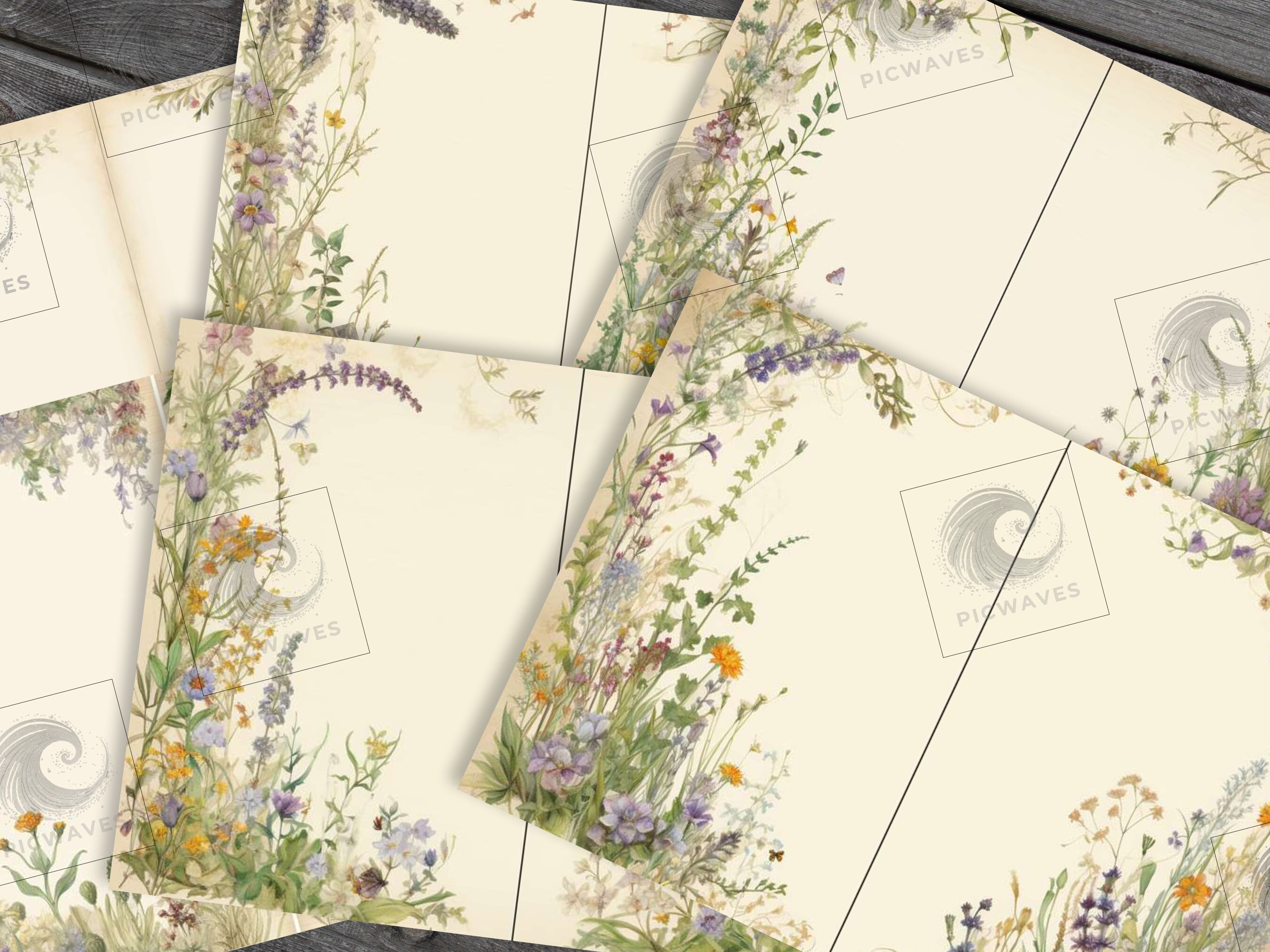 Wildflower Blank Lined Journal Pages Flower Junk Journal Pages Digital ...