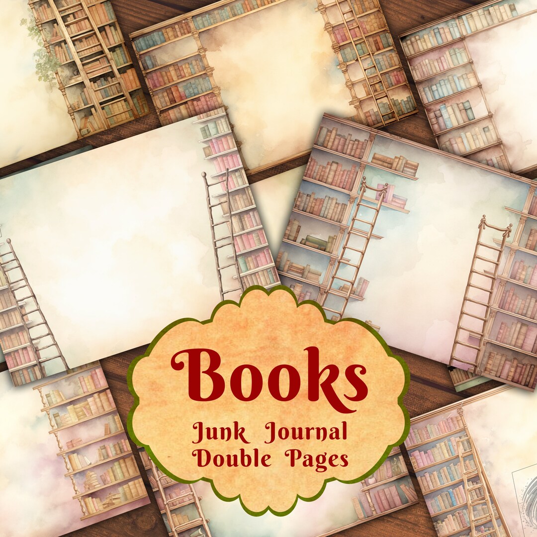 Pastel Books Junk Journal Pages Digital Download Book and Reading ...