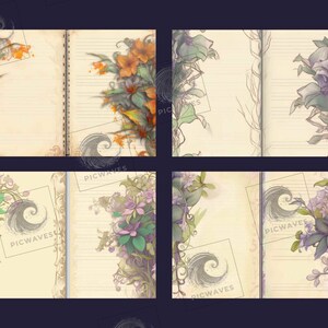 20 Floral Blank Vintage Junk Journal Pages Flower Vintage Junk Journal ...