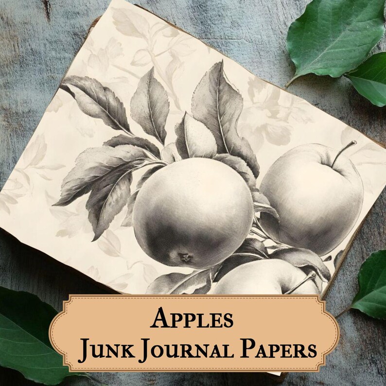 Vintage Apple Print Papers – Autumn Scrapbooking, Junk Journals ...