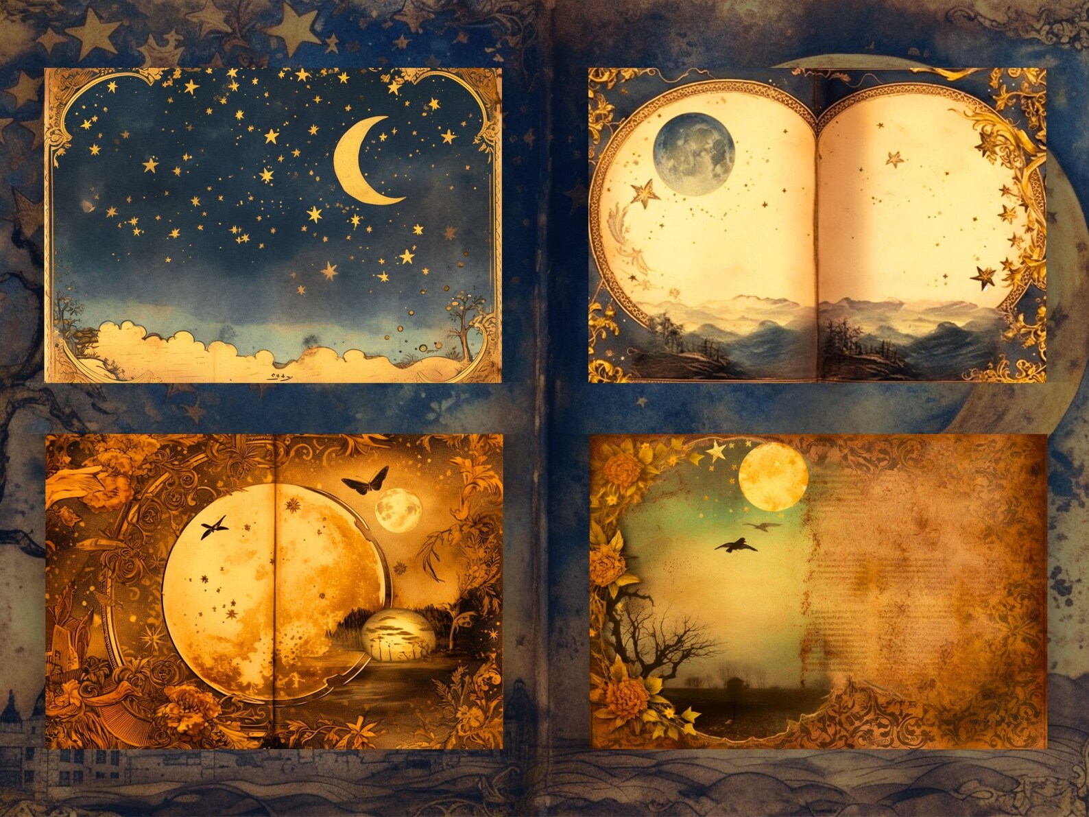 Moon Junk Journal Pages - Double Pages - Digital Download - Printable ...