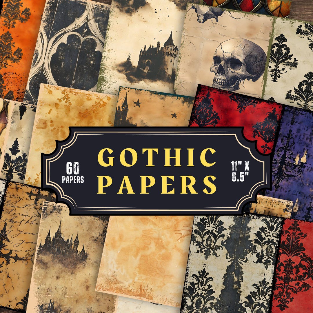 Gothic Themed Tea-stained Digital Papers - Gothic Papers - 8.5"x11 ...