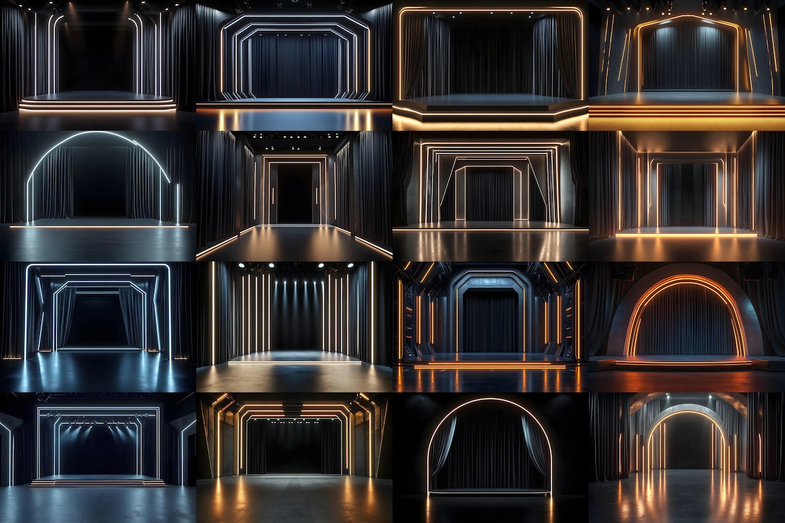 65 Modern Theatre Backdrops, LED Lighting, Stage Photography (pngs) - Etsy
