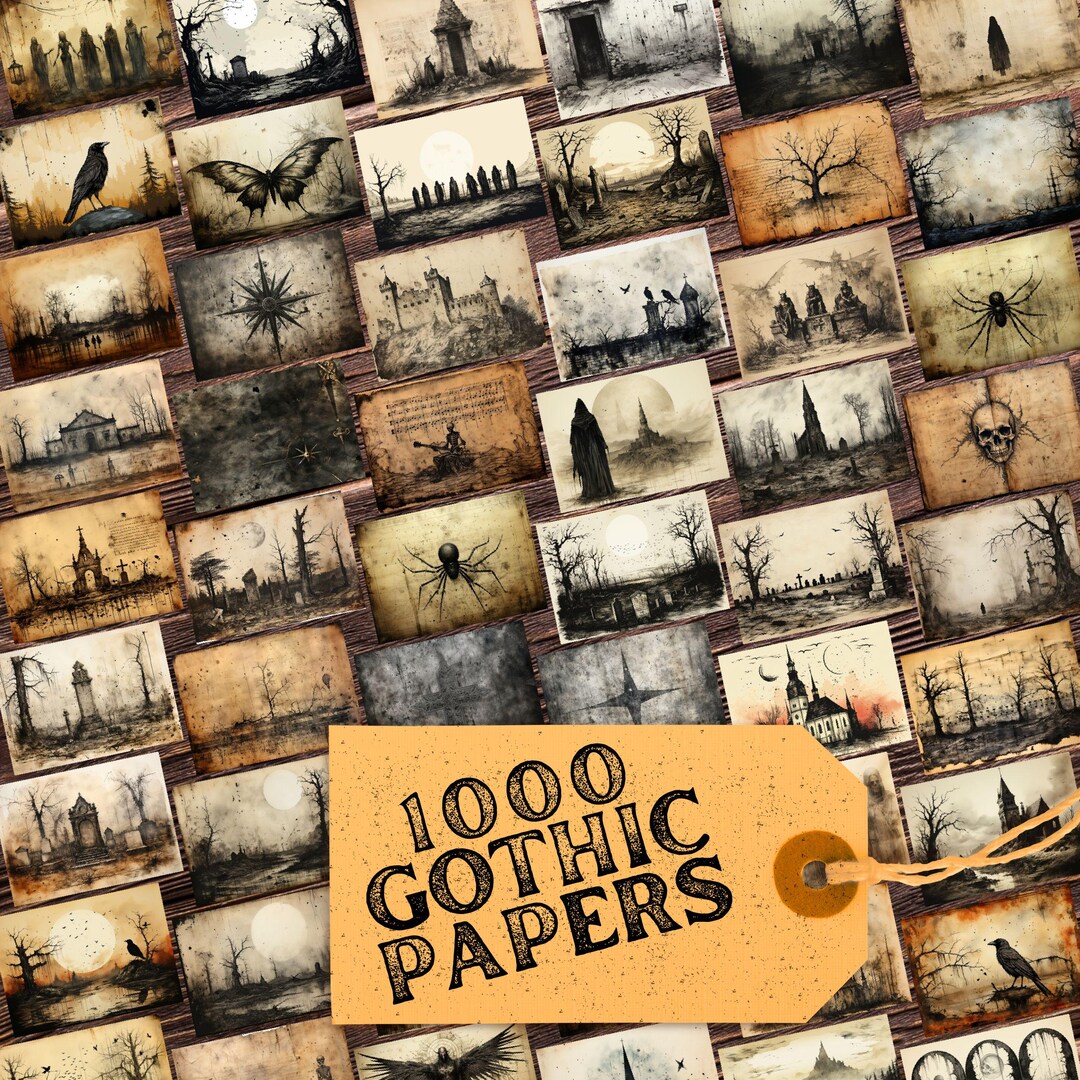 Gothic Themed Tea-stained Digital Papers - Gothic Mega Bundle of 1000 ...
