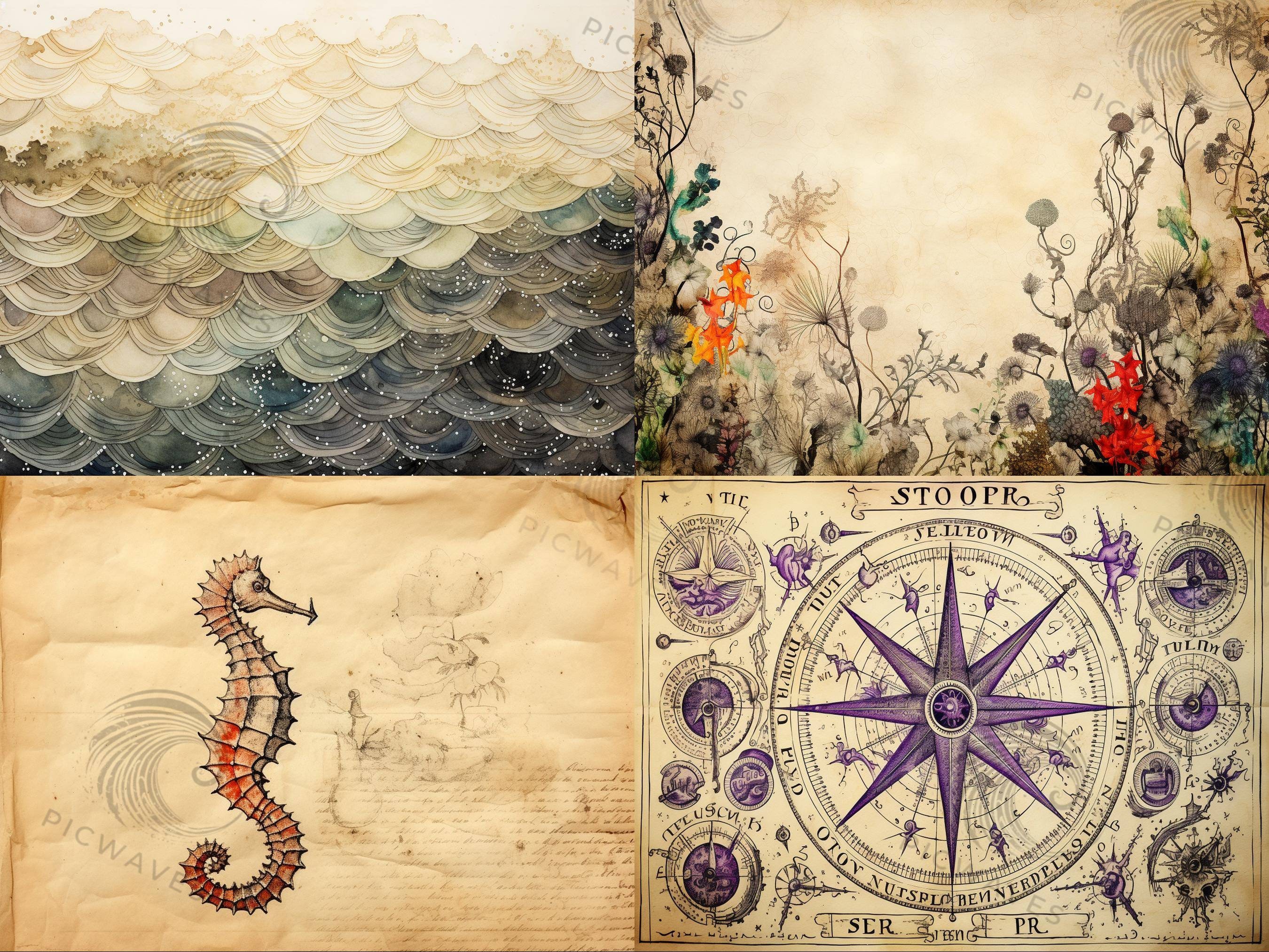 Junk Journal Kit, 20 Nautical Junk Journal Pages, Sea Ocean Junk ...