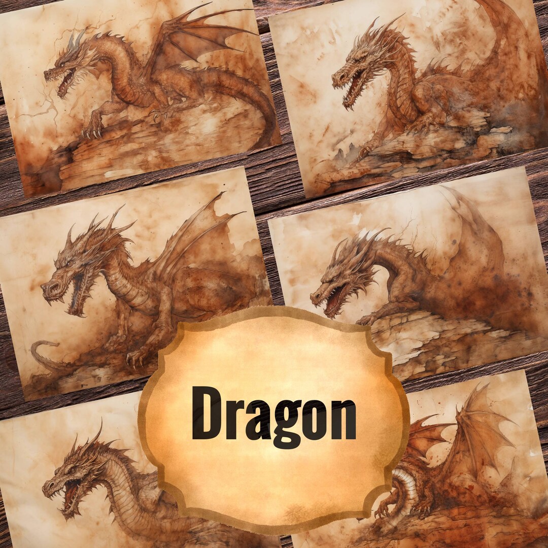 Dragon Junk Journal Papers Printable Journal Pages Dragon Ephemera ...