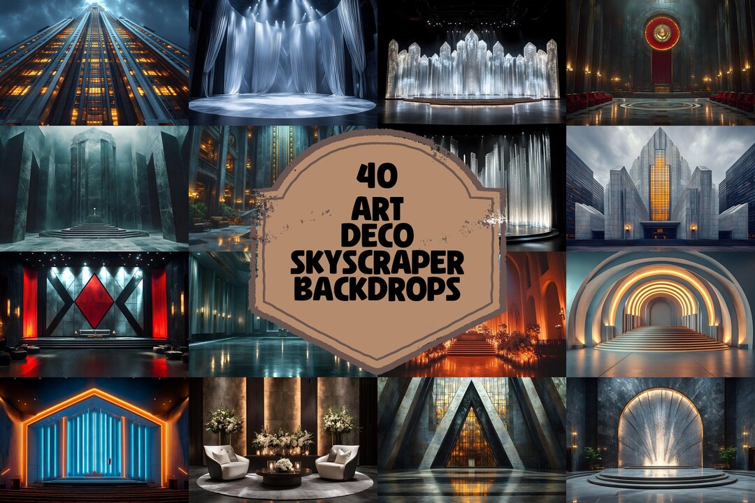 40 Art Deco Skyscraper Photography Backdrops | Digital Studio Wedding ...