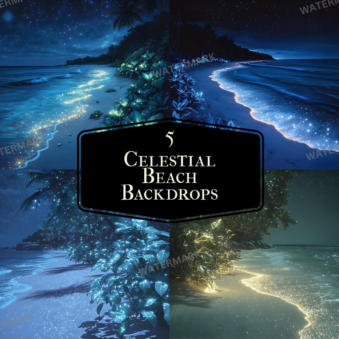 CELESTIAL BEACH BACKDROPS for Photography - 8 Digital Portrait Overlays ...