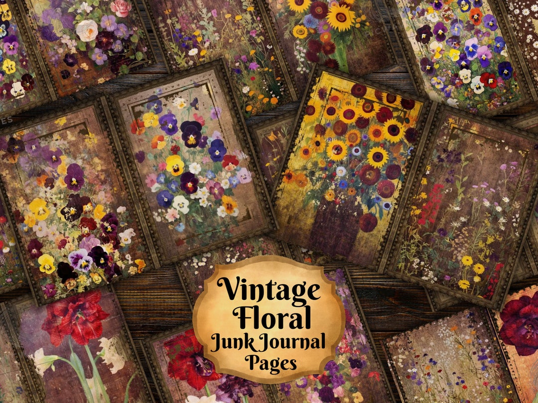 12 Vintage Floral Journal Pages, Flower Junk Journal Basic Papers ...