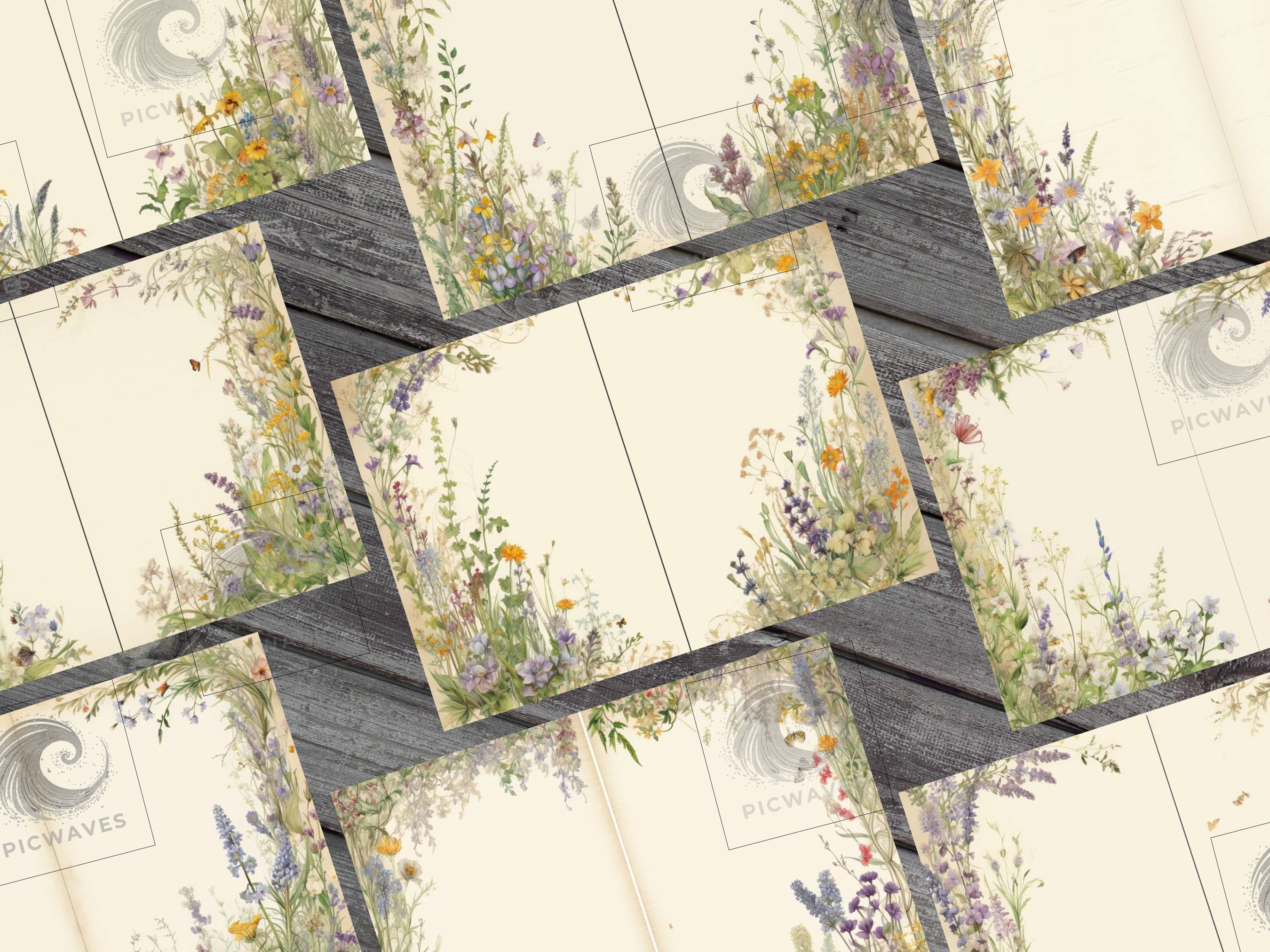 Wildflower Blank Lined Journal Pages Flower Junk Journal Pages Digital ...