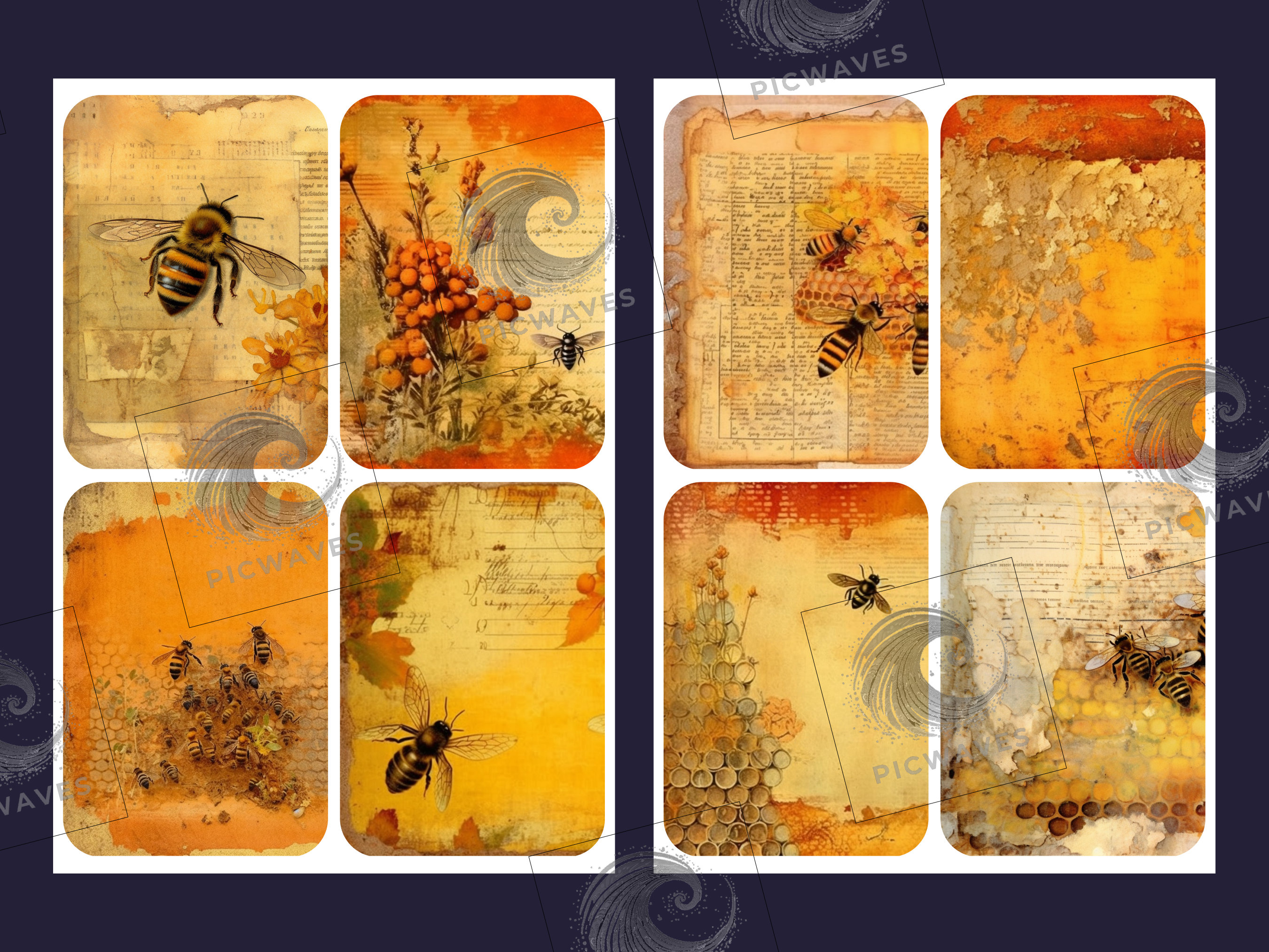 Bee Junk Journal Kit & Ephemera, Vintage Bee Journal Pages, Flower Junk ...