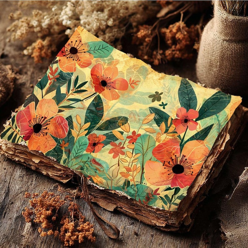 Floral Scrapbook Kit Printable Botanical Papers for Nature Inspired ...