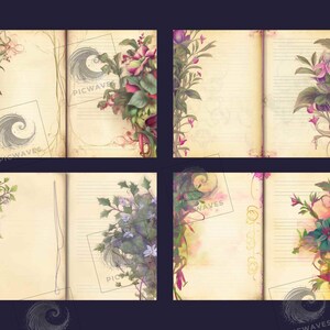 20 Floral Blank Vintage Junk Journal Pages Flower Vintage Junk Journal ...