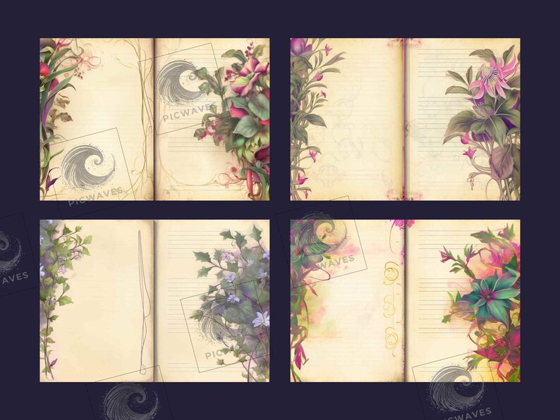 20 Floral Blank Vintage Junk Journal Pages Flower Vintage - Etsy
