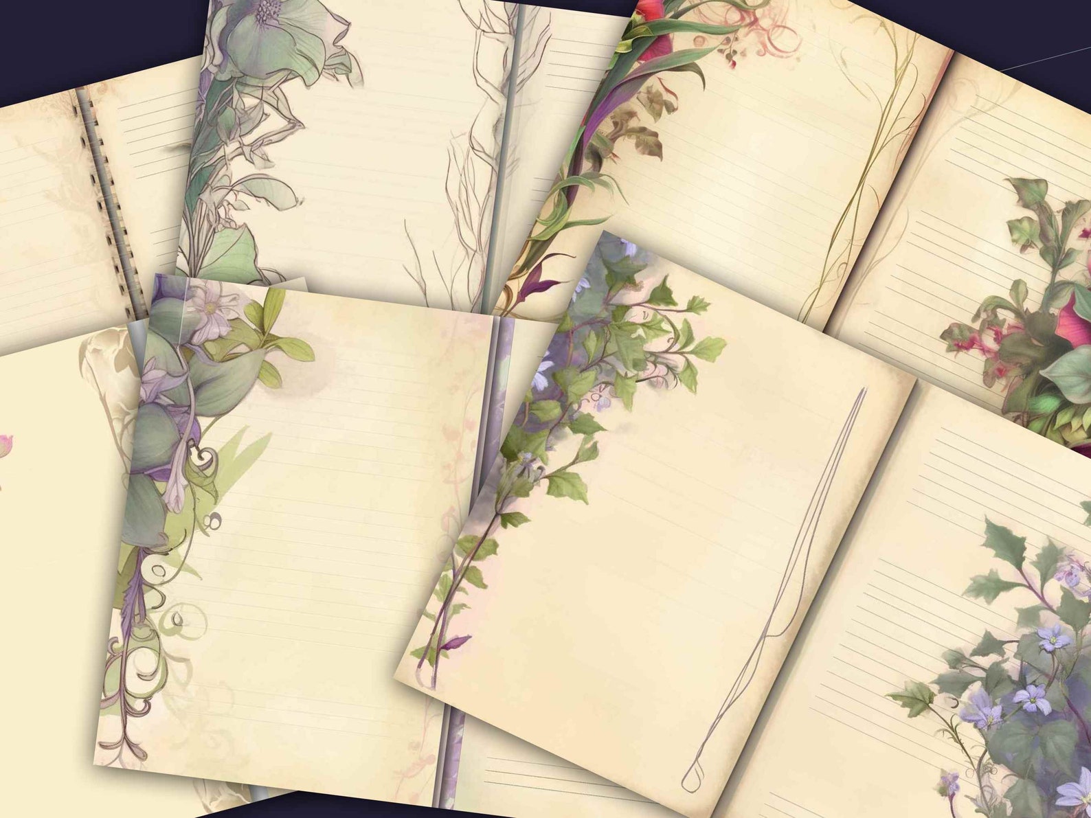20 Floral Blank Vintage Junk Journal Pages Flower Vintage - Etsy