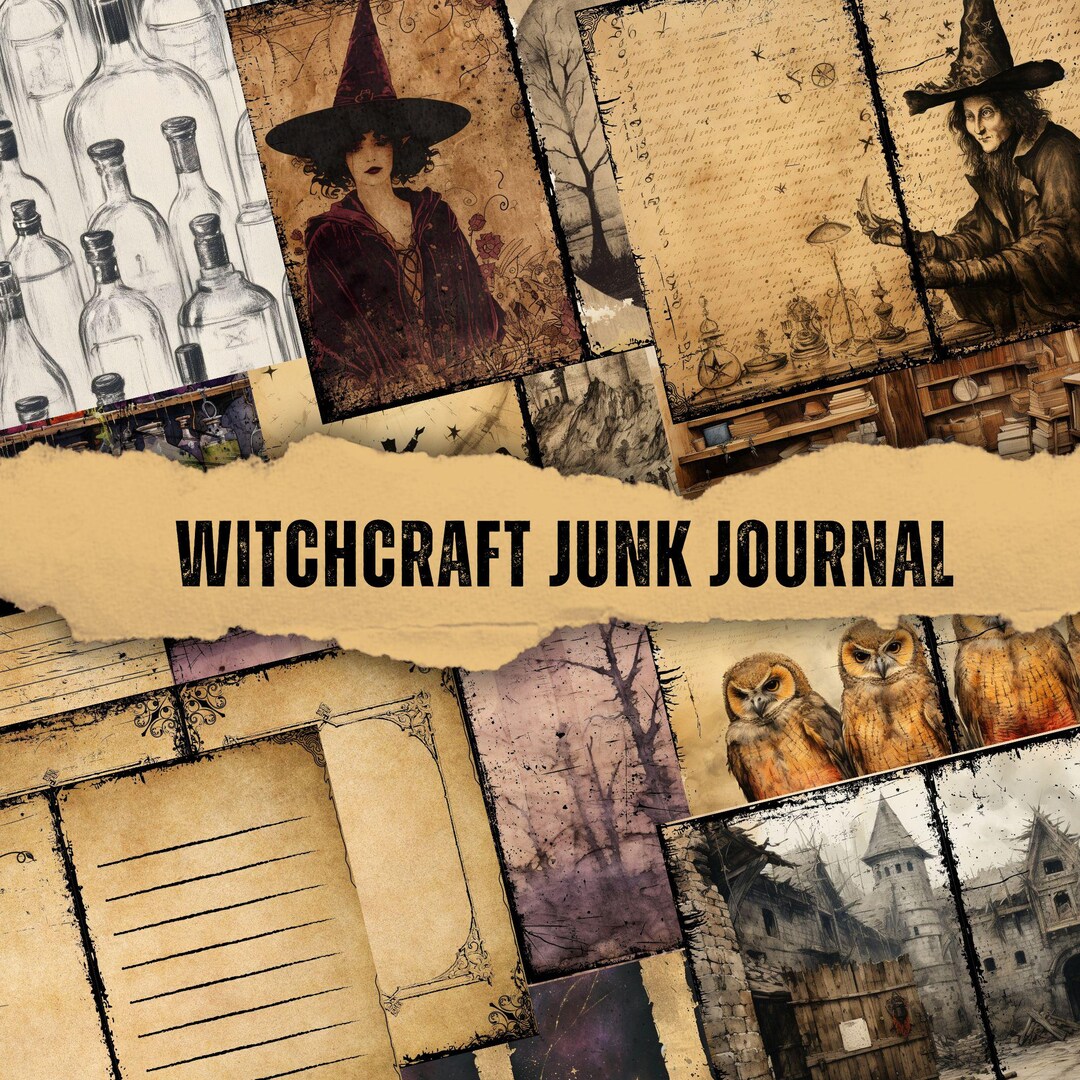 Witch Junk Journal - Wizard Patterns - Printable Witch Papers - Wizard ...