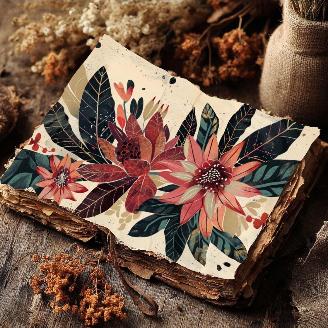Floral Scrapbook Kit Printable Botanical Papers for Nature Inspired ...