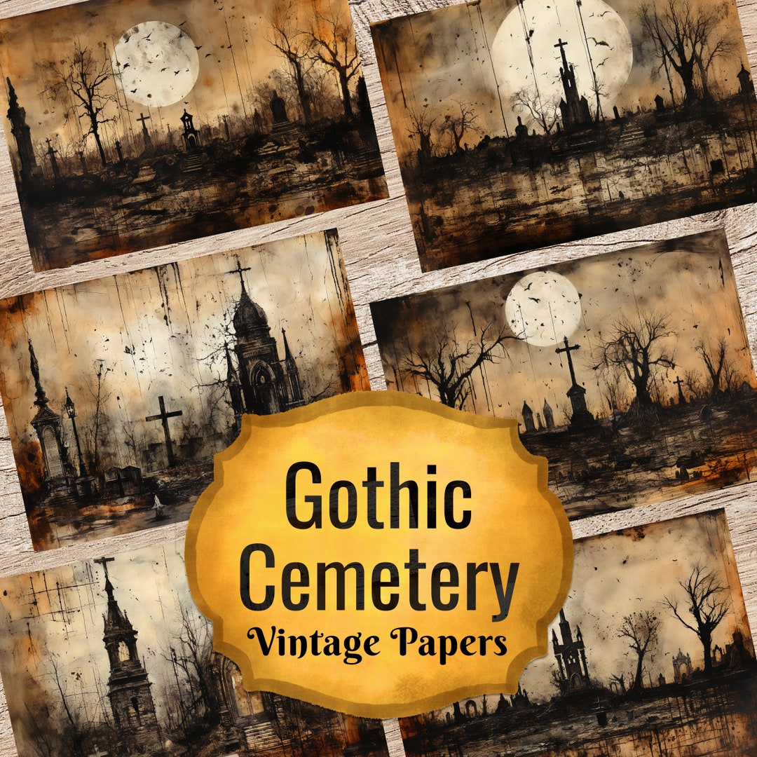Gothic Cemetery - Gothic Printable Double Pages - Gothic Cemetery ...