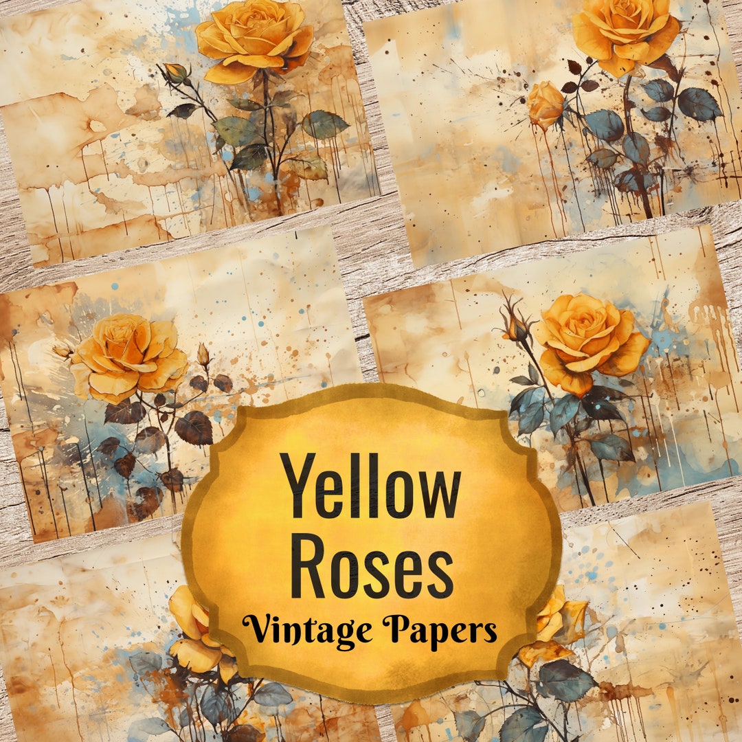 Yellow Rose Papers Rose Junk Journal Papers, Vintage Floral Journal ...