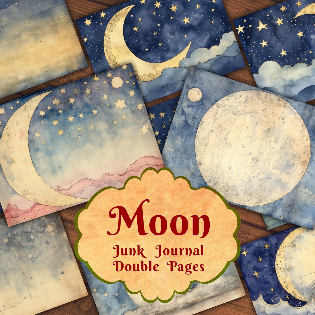 Moon Junk Journal Pages – Celestial Ephemera, Scrapbooking (digital ...