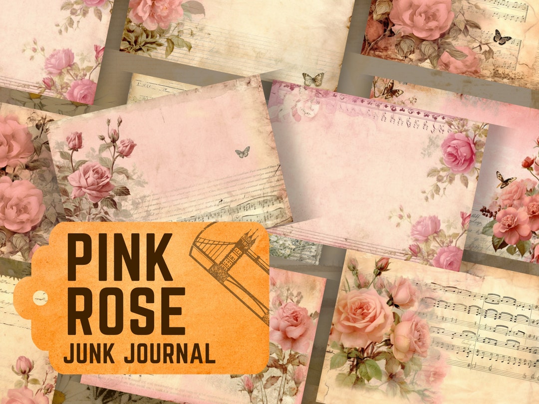 Pink Rose Junk Journal Pages 40 Rose Double Printable Junk - Etsy