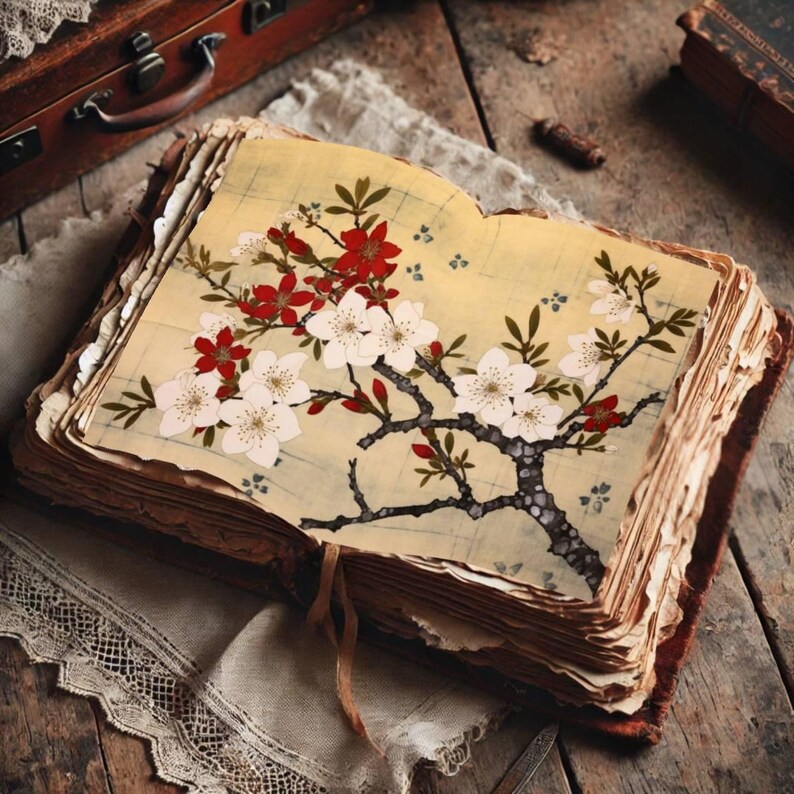Cherry Blossoms Junk Journal Papers - Spring Floral Printable Ephemera ...