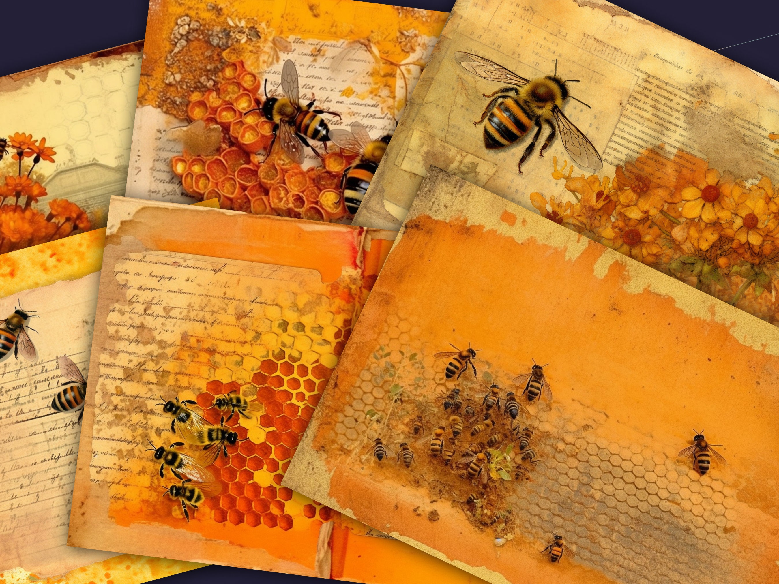 Bee Junk Journal Kit & Ephemera, Vintage Bee Journal Pages, Flower Junk ...