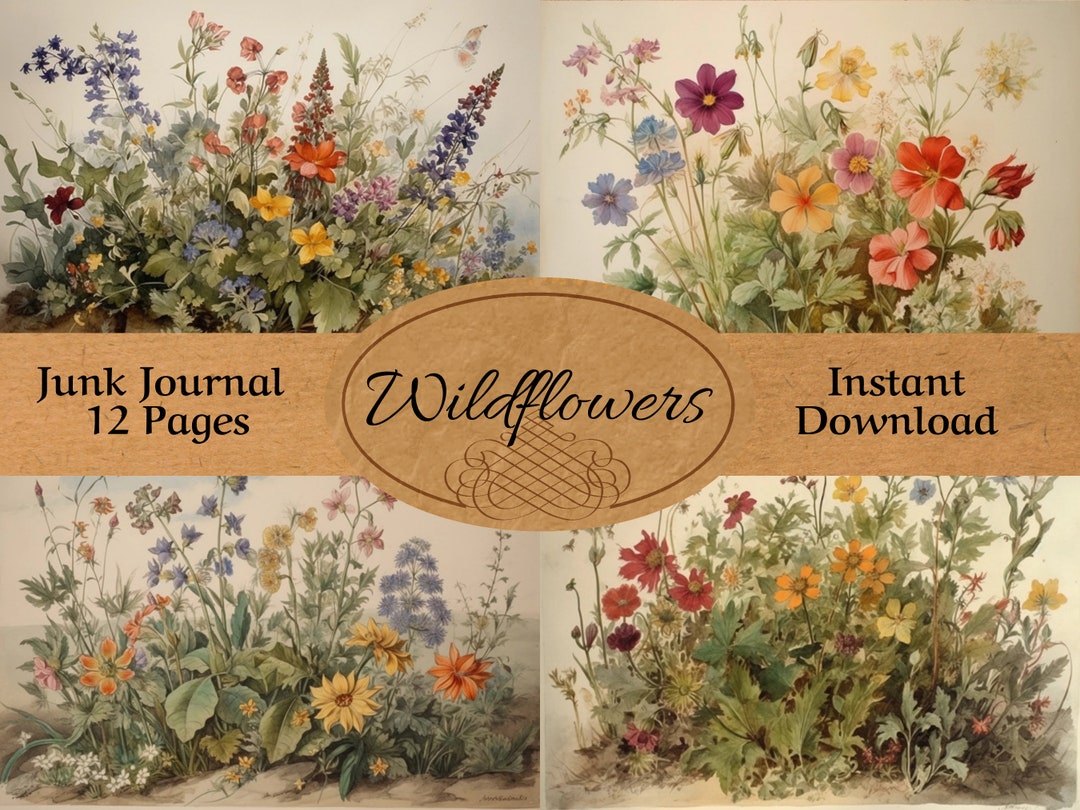 Wildflower Junk Journal Pages, Vintage Wild Flower Journal Pages ...
