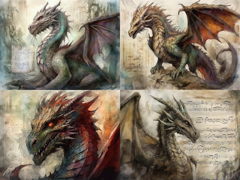 Dragon Junk Journal Pages, Dragon Junk Journal, 12 Dragons Printable ...