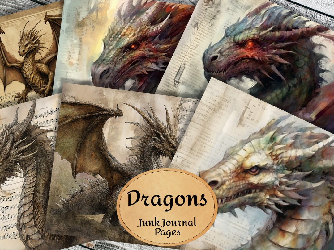 Dragon Junk Journal Pages, Dragon Junk Journal, 12 Dragons Printable ...