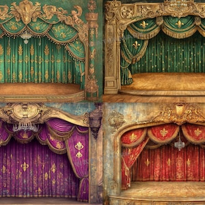 Vintage Theater Digital Paper | Baroque Stage Printable Journal Pages ...