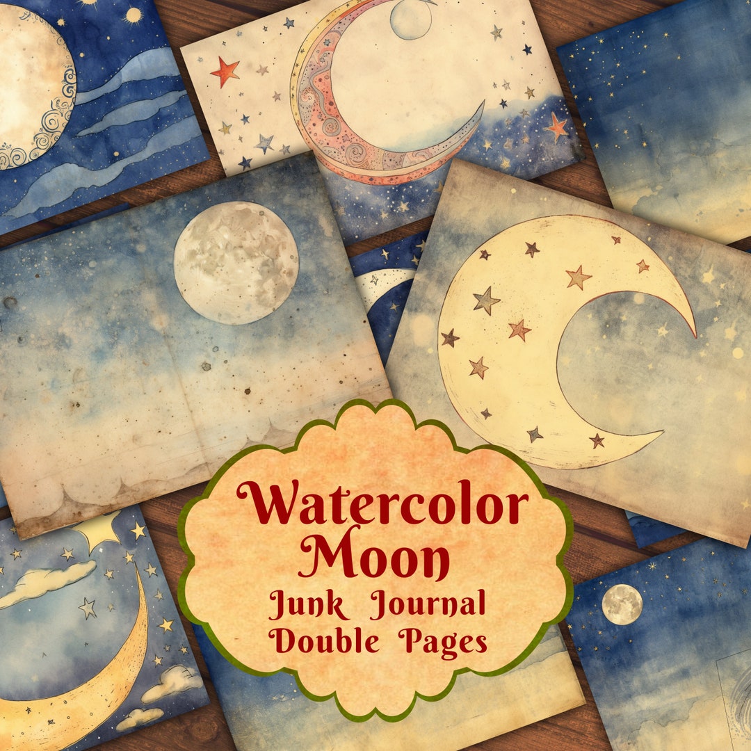 Moon Junk Journal Pages Double Pages Digital Download Printable Pages ...