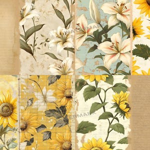 35 Floral Junk Journal Pages - Vintage Flower Illustration Junk Journal ...