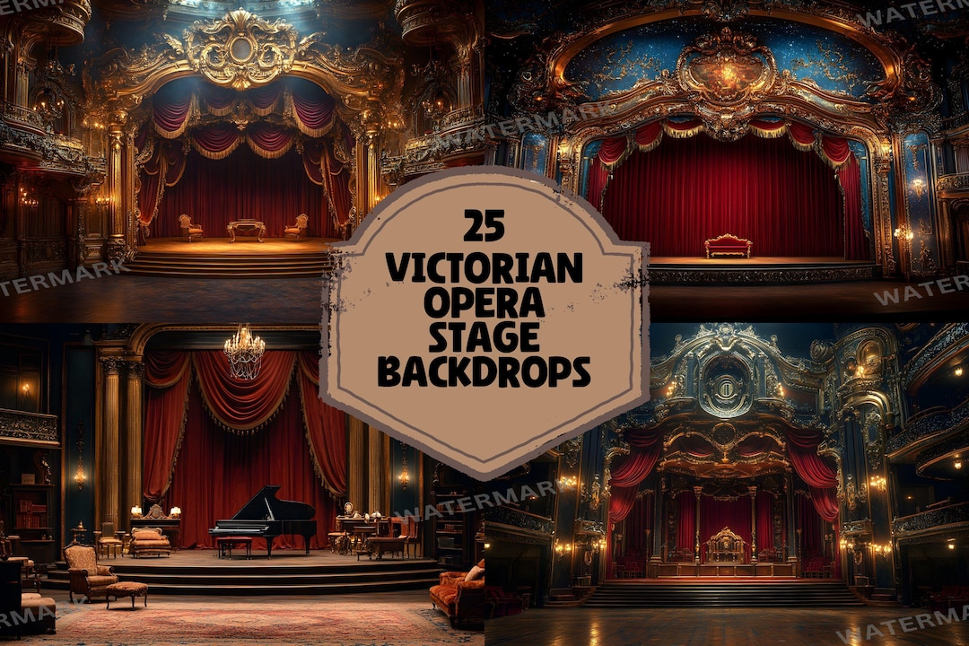 Victorian Opera Stage Backdrops | Elegant Theater Backgrounds | Digital ...