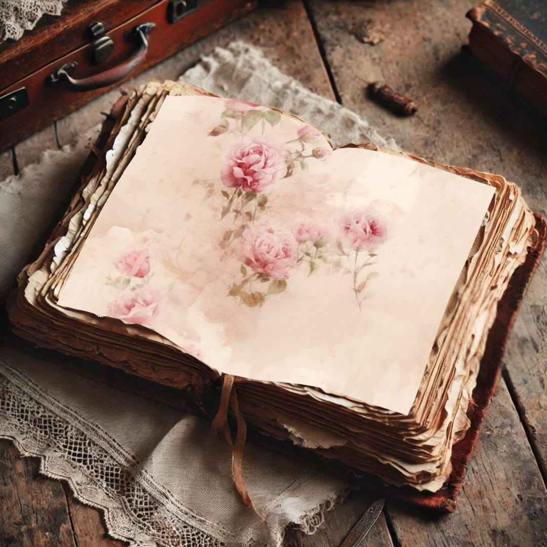 Pink Roses Junk Journal Papers - Vintage Floral Printable Ephemera for ...