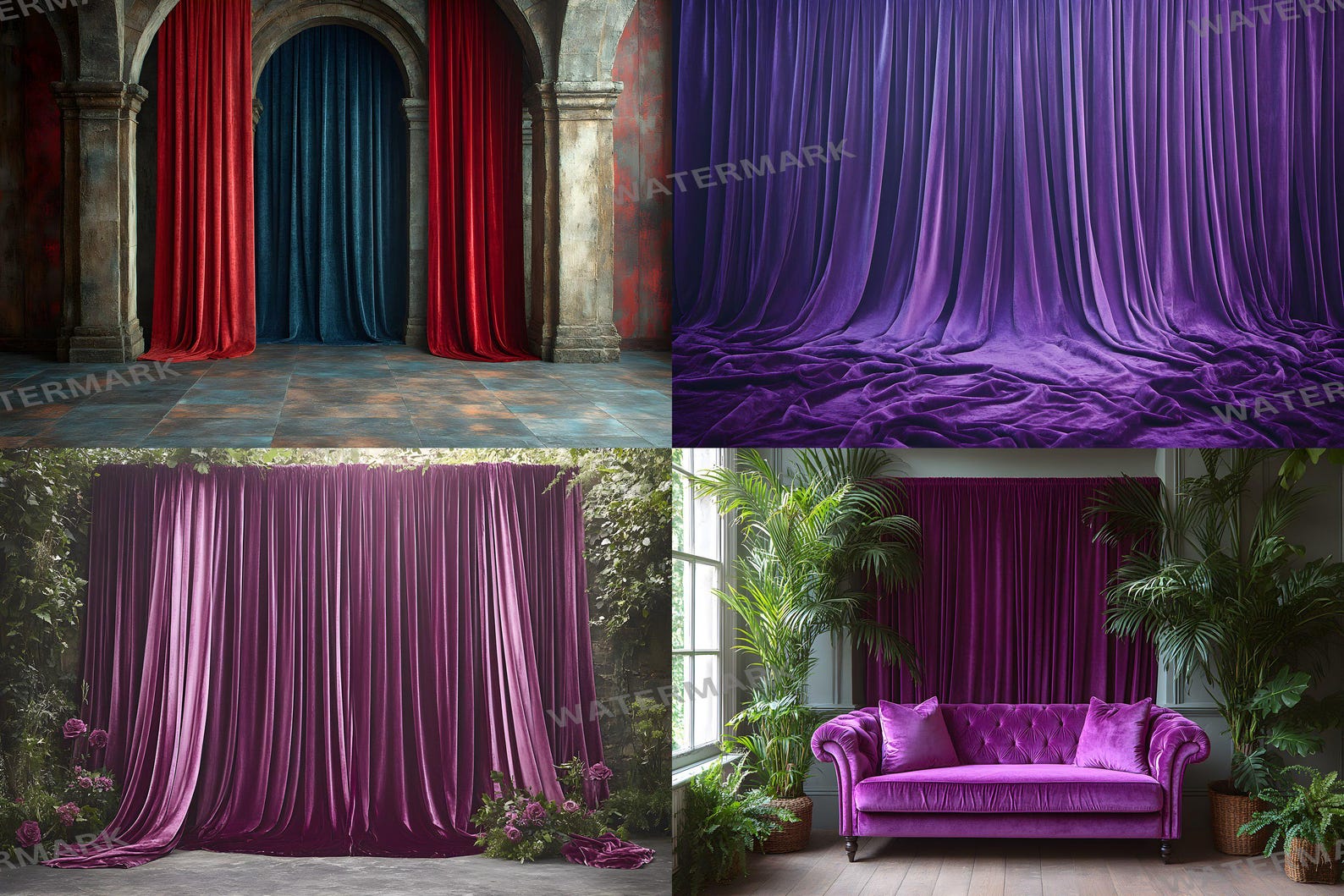 Velvet Curtain Digital Backdrop | 40 Opulent Photography Backgrounds ...