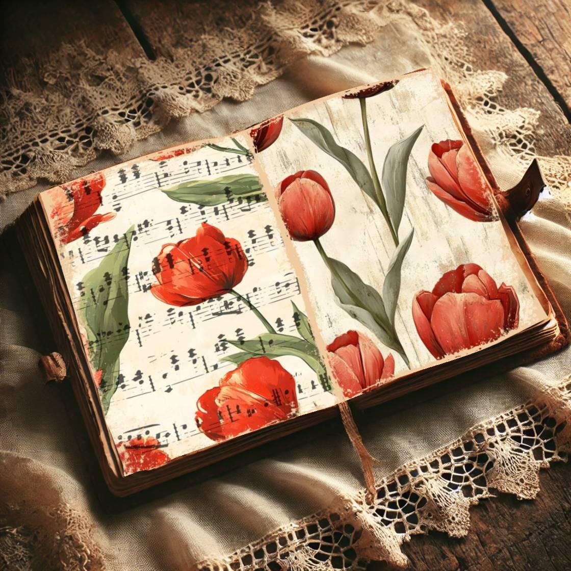 Vintage Floral Junk Journal Pages – Flower Illustrations (digital ...
