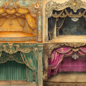 Baroque Theater Printable Papers | Vintage Theater Digital Backgrounds ...