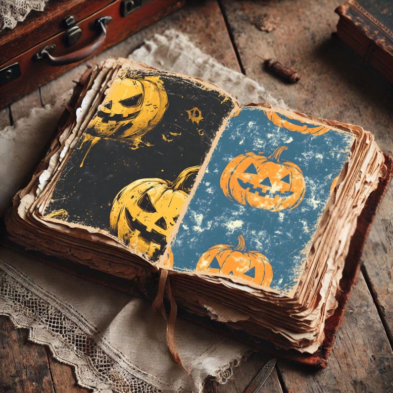 Halloween Pumpkin Junk Journal Kit, Spooky Printable Pages (digital ...