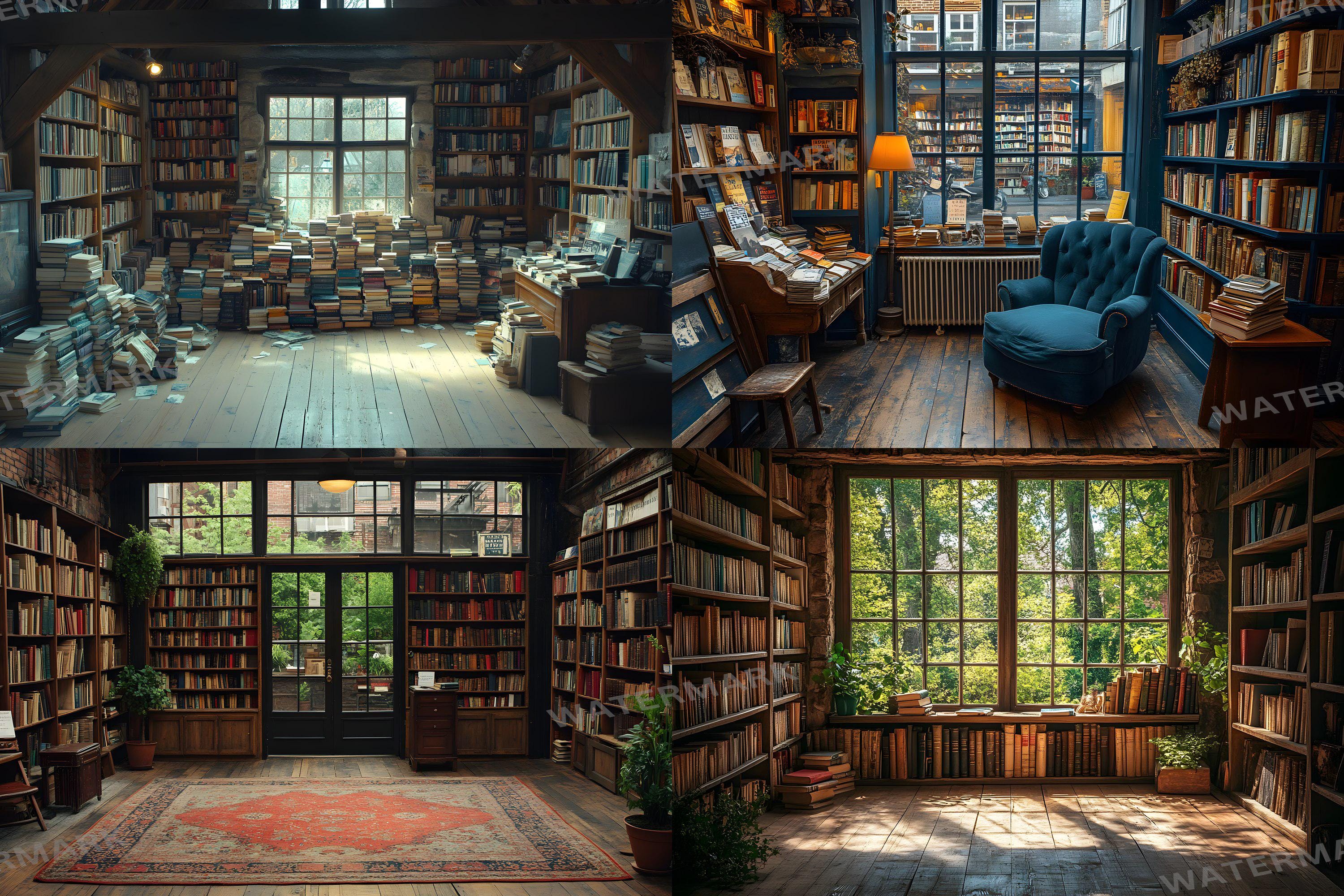 Vintage Bookstore Backdrops | Cozy Reading Nook | Digital Library ...